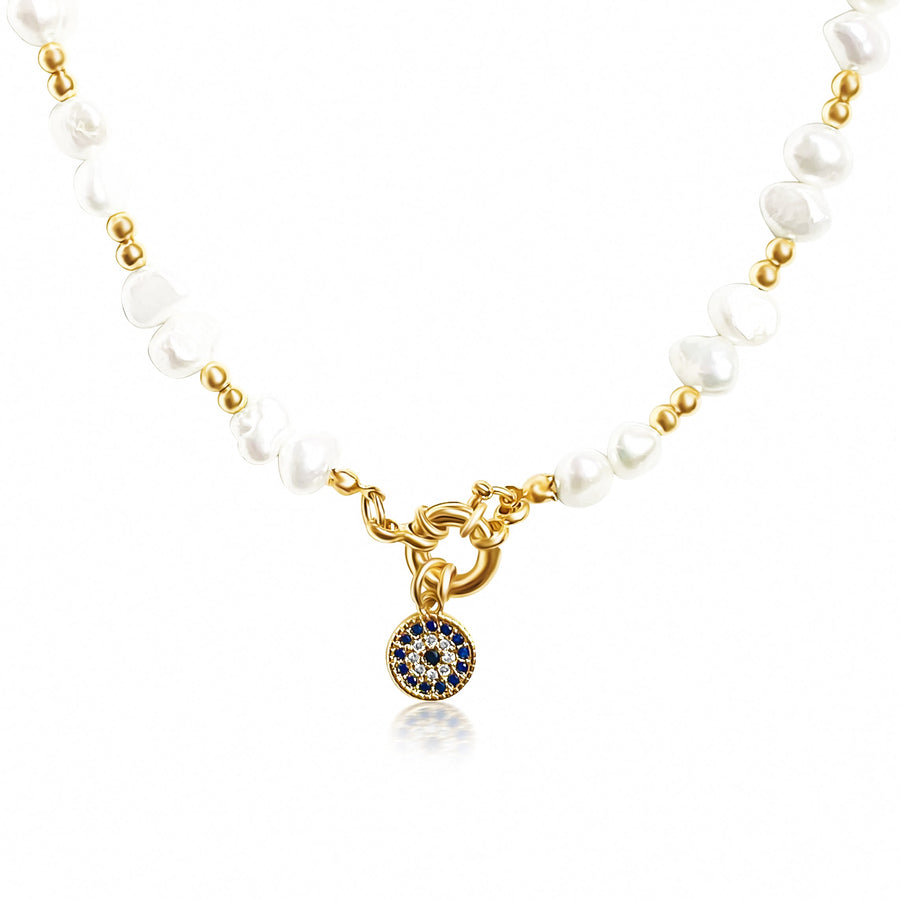 Evil Eye Pearl Necklace - Gold Filled – YUMIYU